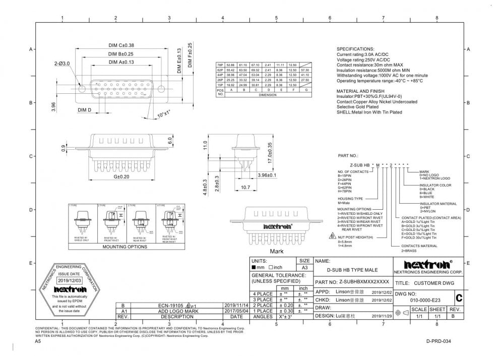 Nextron Z-SUBHBFM102A092 technical document page