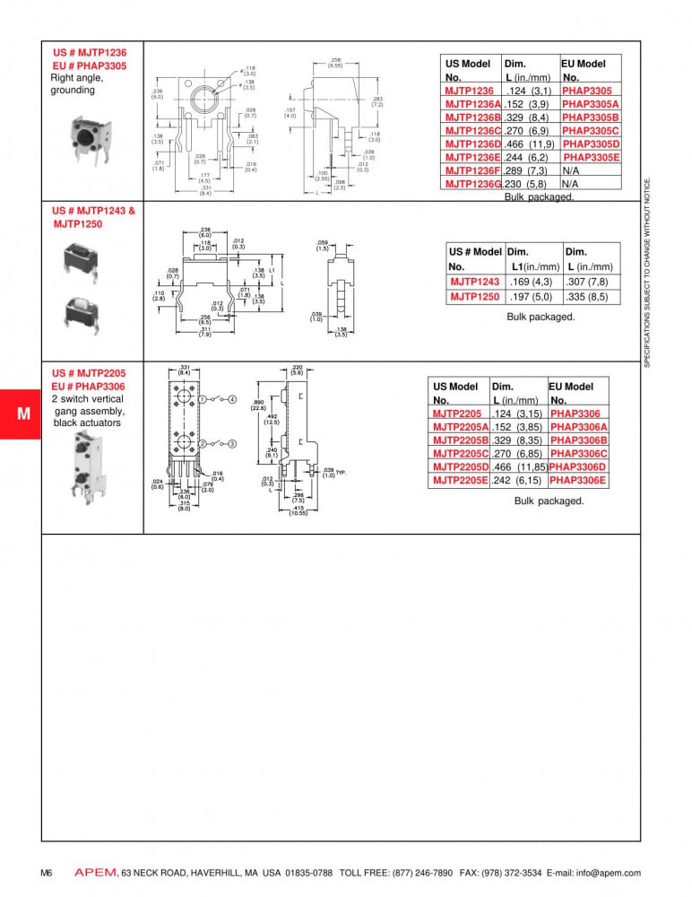 APEM MJTP datasheet page 4