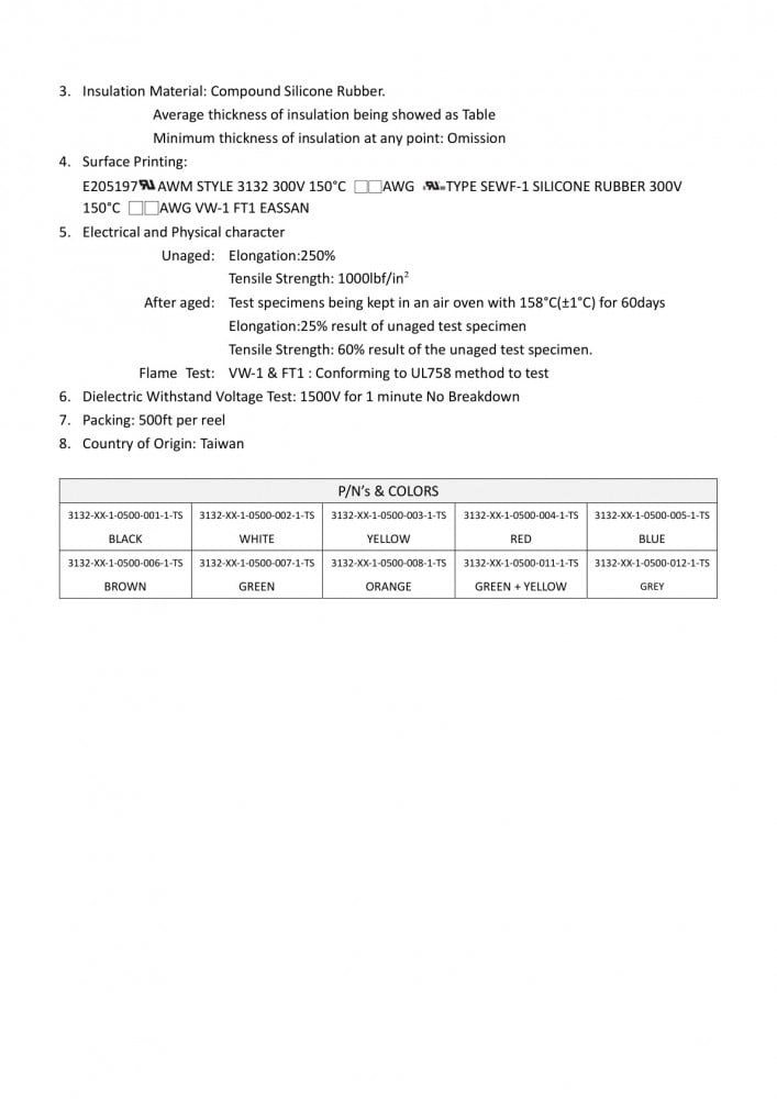 CNC Tech wire specification document page 2