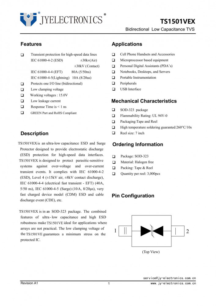 TS1501VEX datasheet page 1