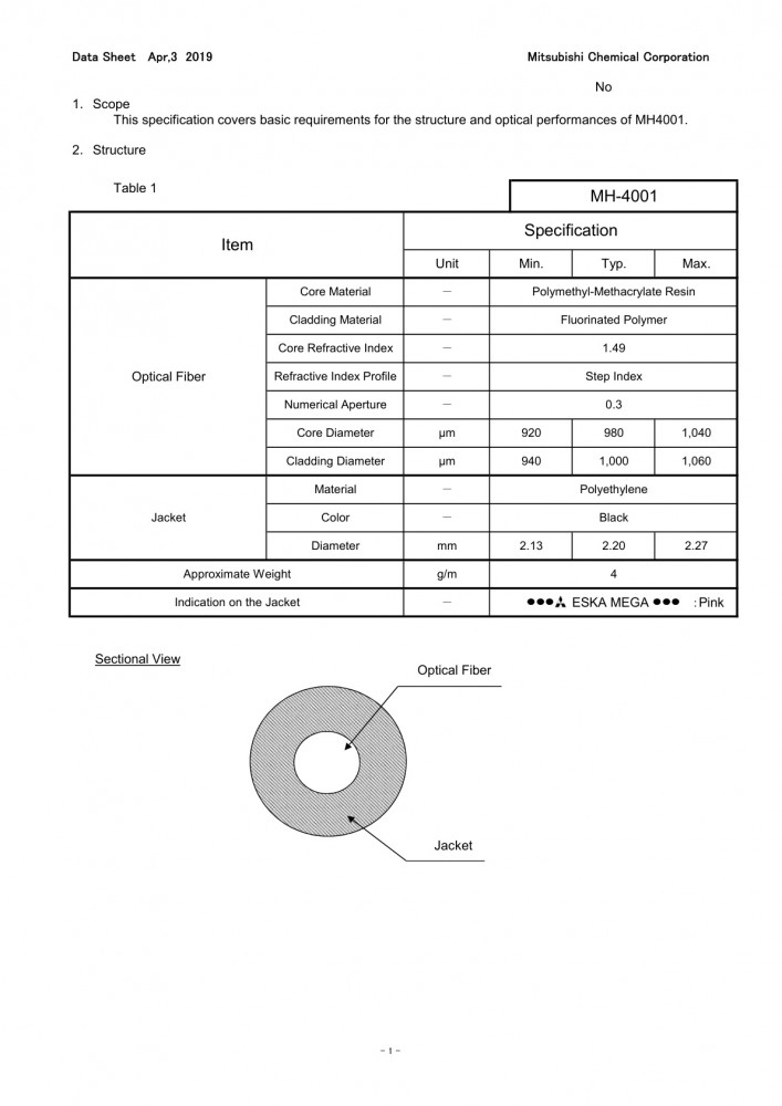 MH4001 technical document page 1