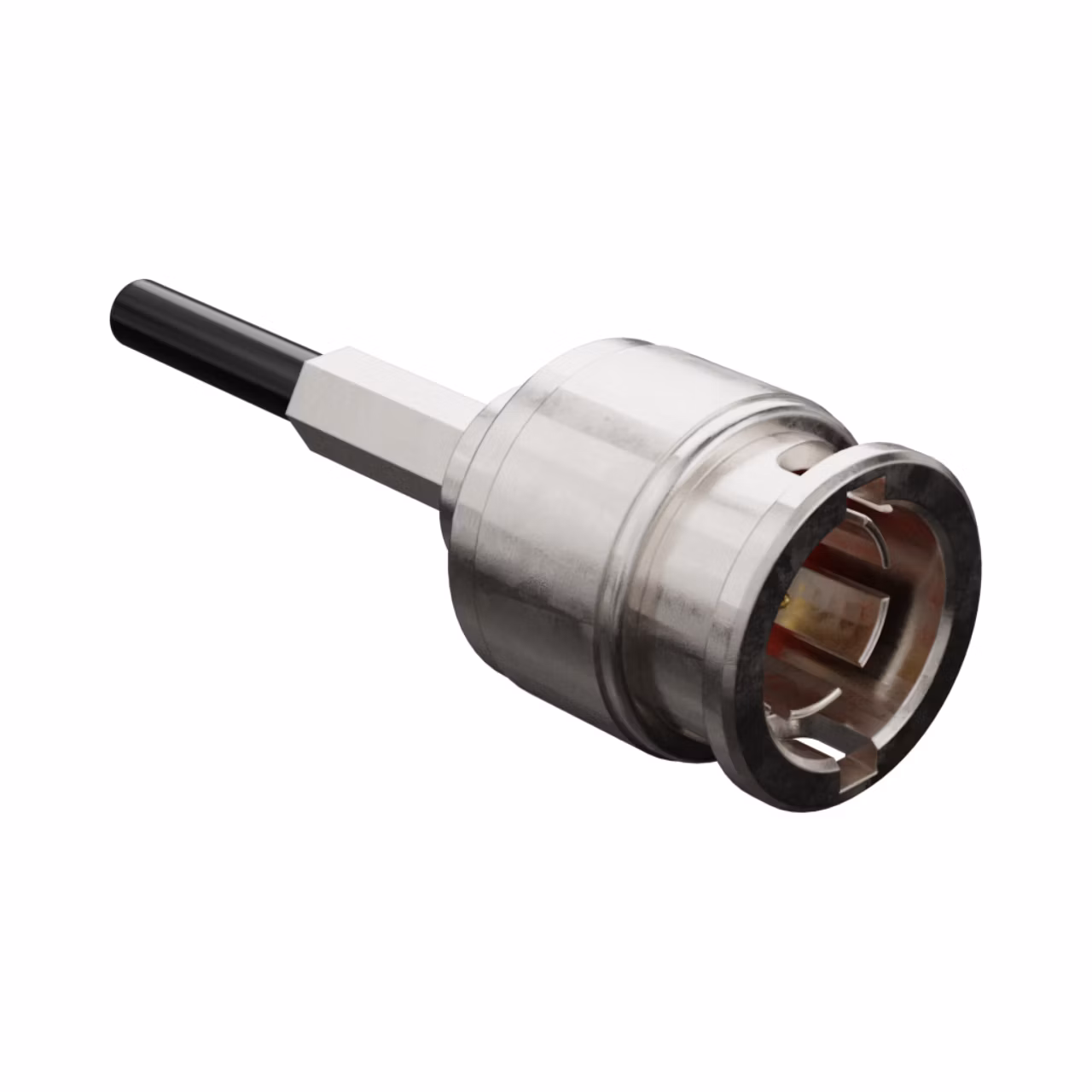 Mini-BNC Jack, Straight, Crimp, Bulkhead, RG-179 Cable, Brass Body, Nickel (Ni) Plated, with Jam Nut and Lockwasher, One Piece Per Bag, 75 Ohms for sale