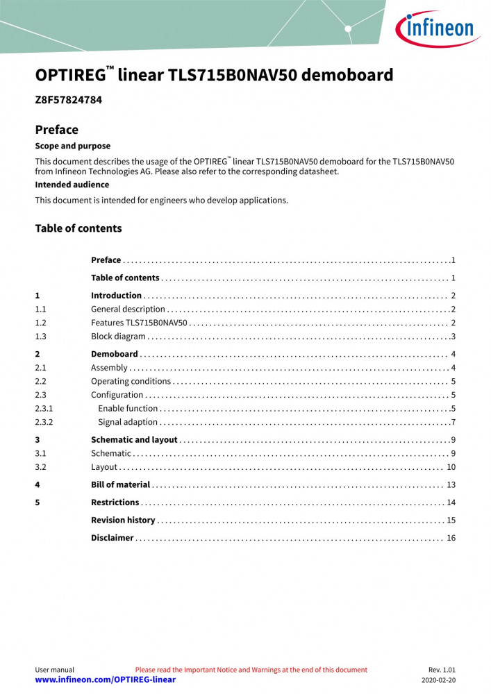 TLS715B0NAV50 demonstration board document page 1