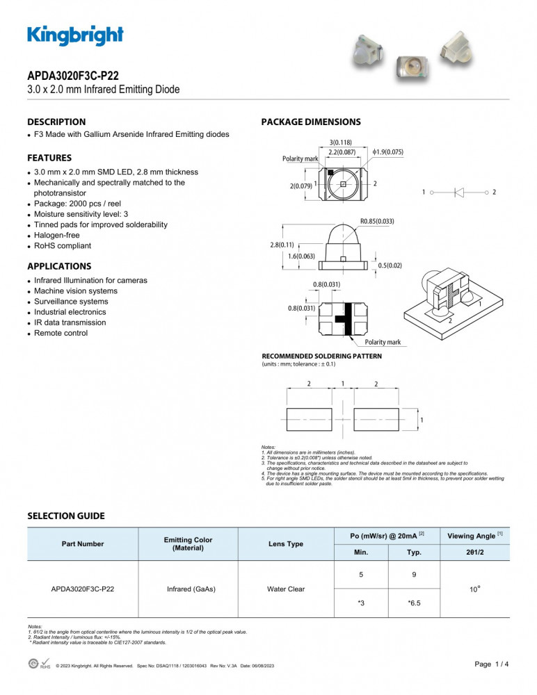 APDA3020F3C-P22 datasheet page 1