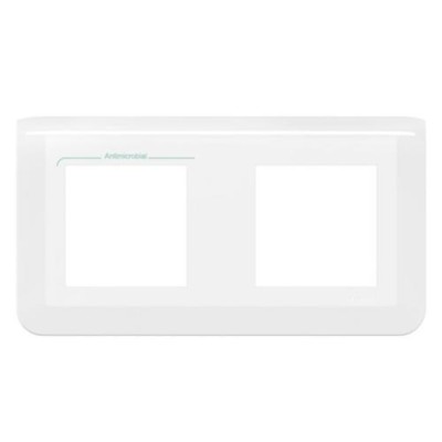 Mosaic - Plate 2x2 modules antimicrobial - Horizontal 2x2 module cover frame - White glossy halogen free thermoplastic for sale