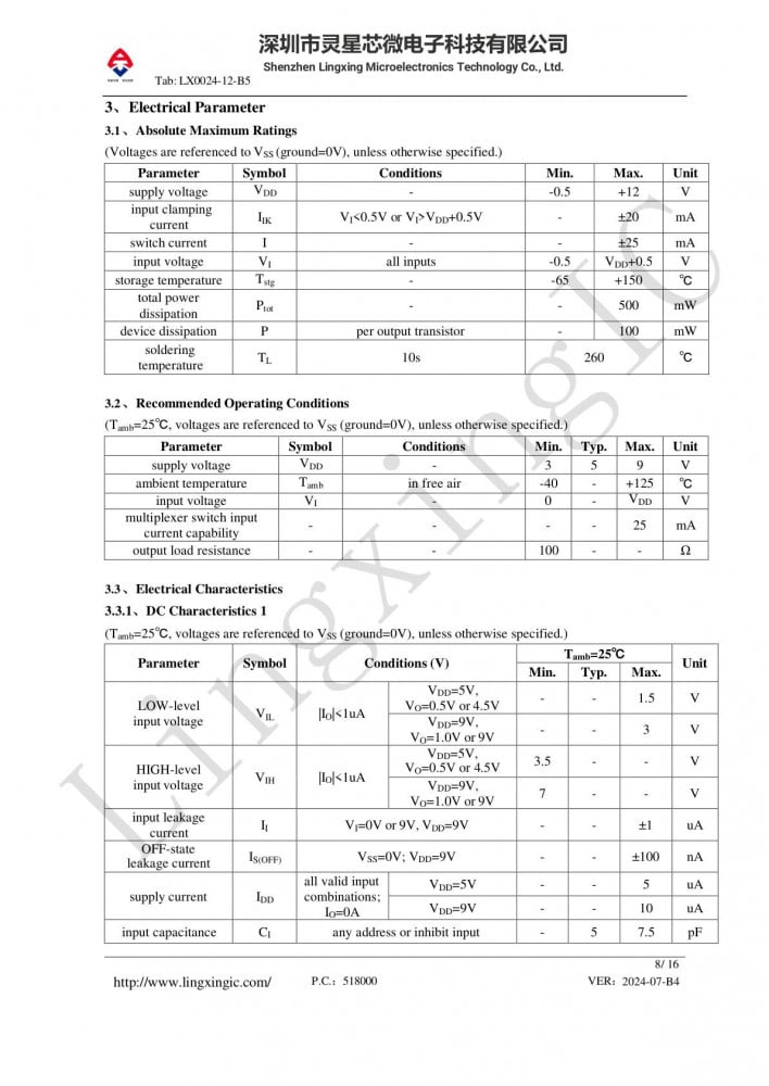 CD4067 datasheet page 8