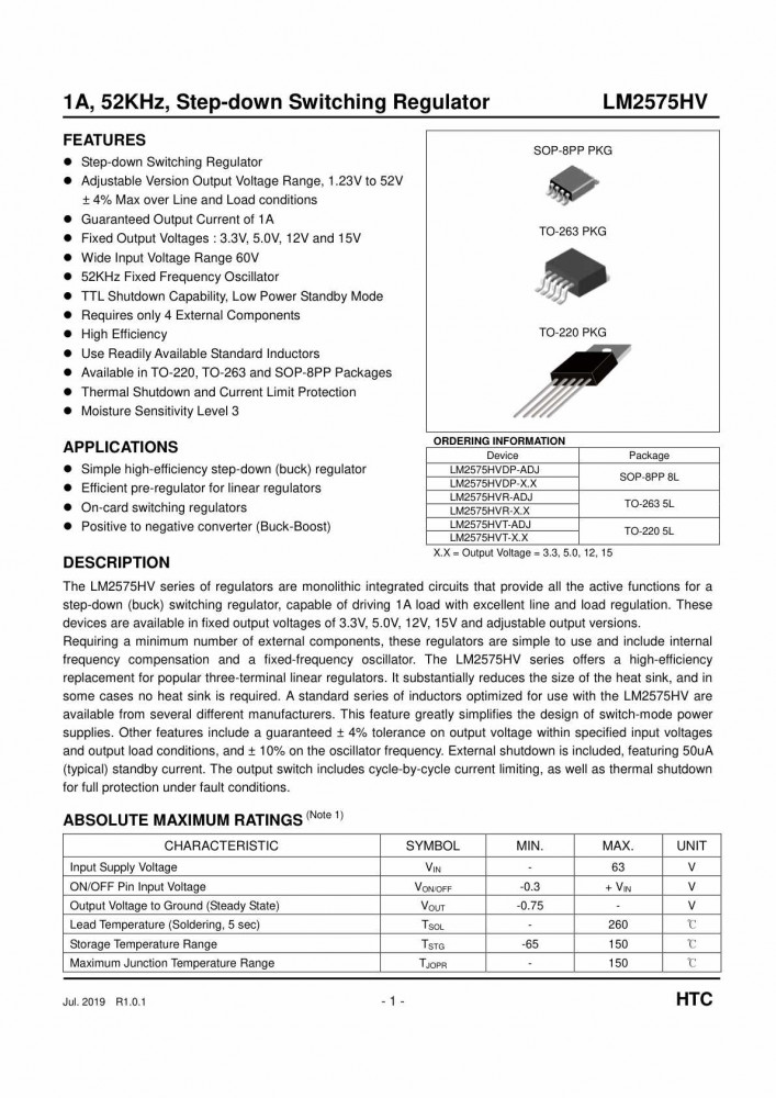 LM2575HVR-5.0 datasheet page 1