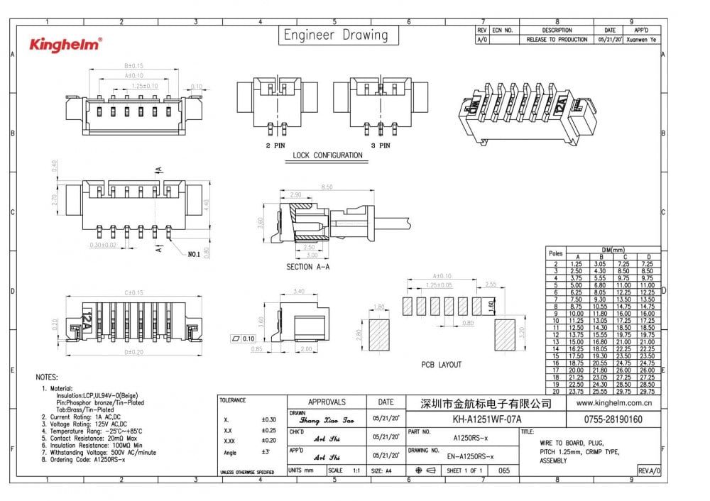 Kinghelm KH-A1251WF-07A engineer drawing