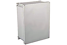 Enclosure, Die-cast Aluminum, S-8000 Series, with External Mounting Flanges, 166x 141 x 64mm Outside Dimensions, Grey RAL 7037