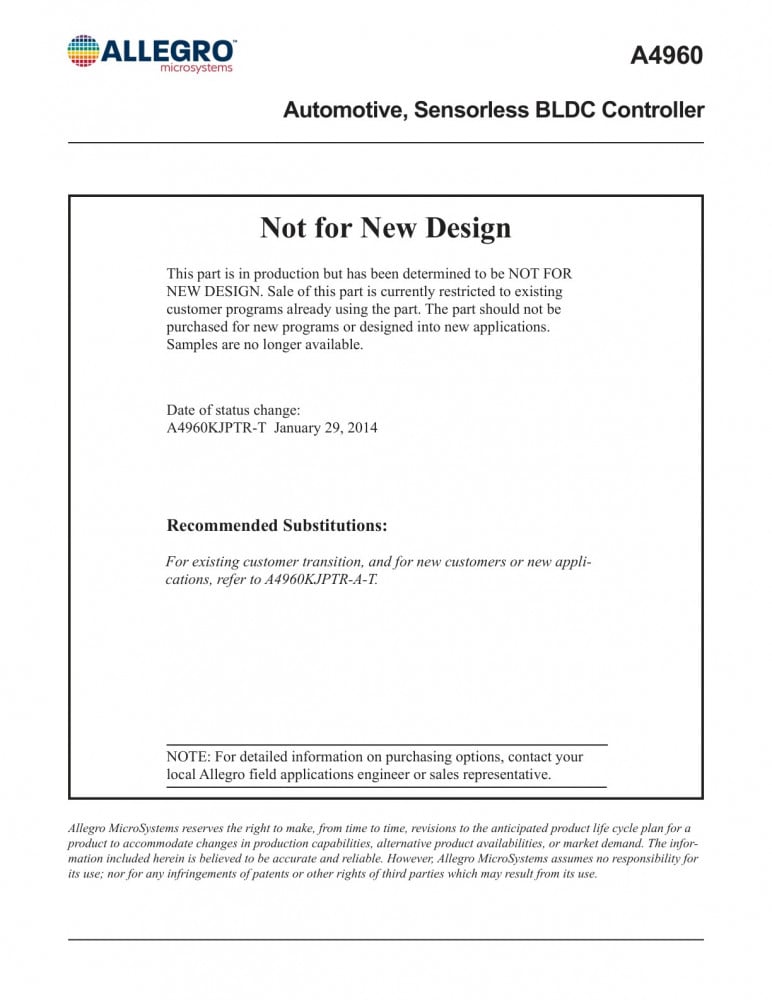 A4960 datasheet page 1