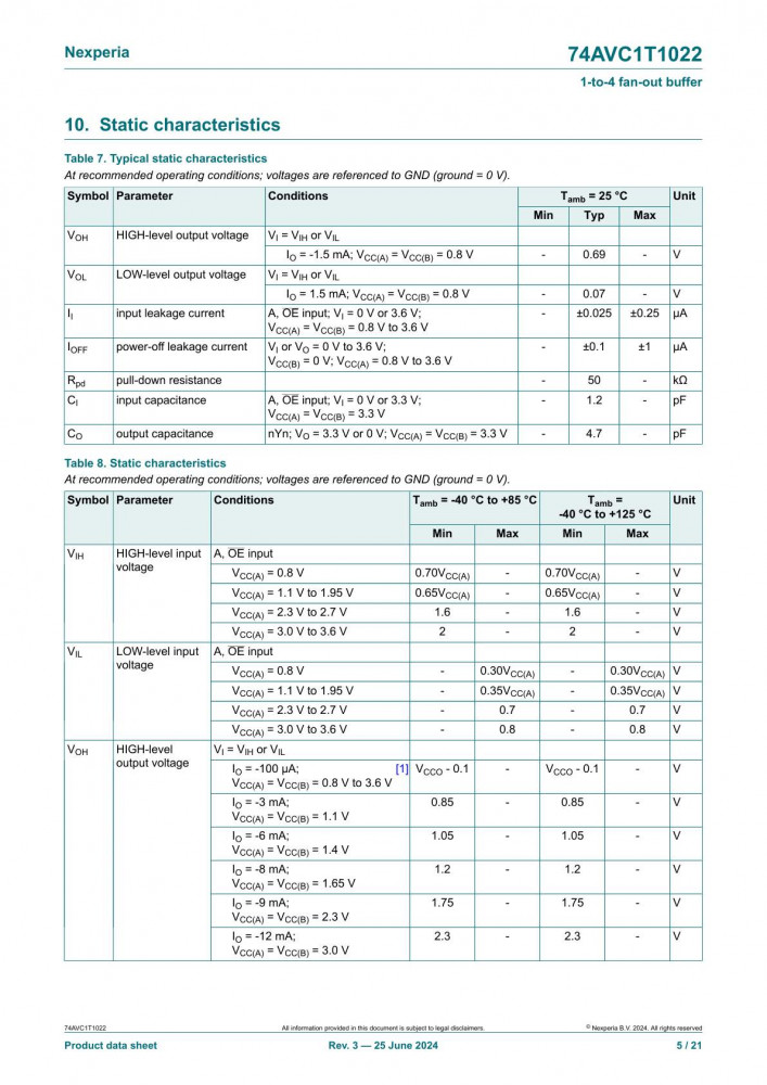 74AVC1T1022GUX datasheet page 5