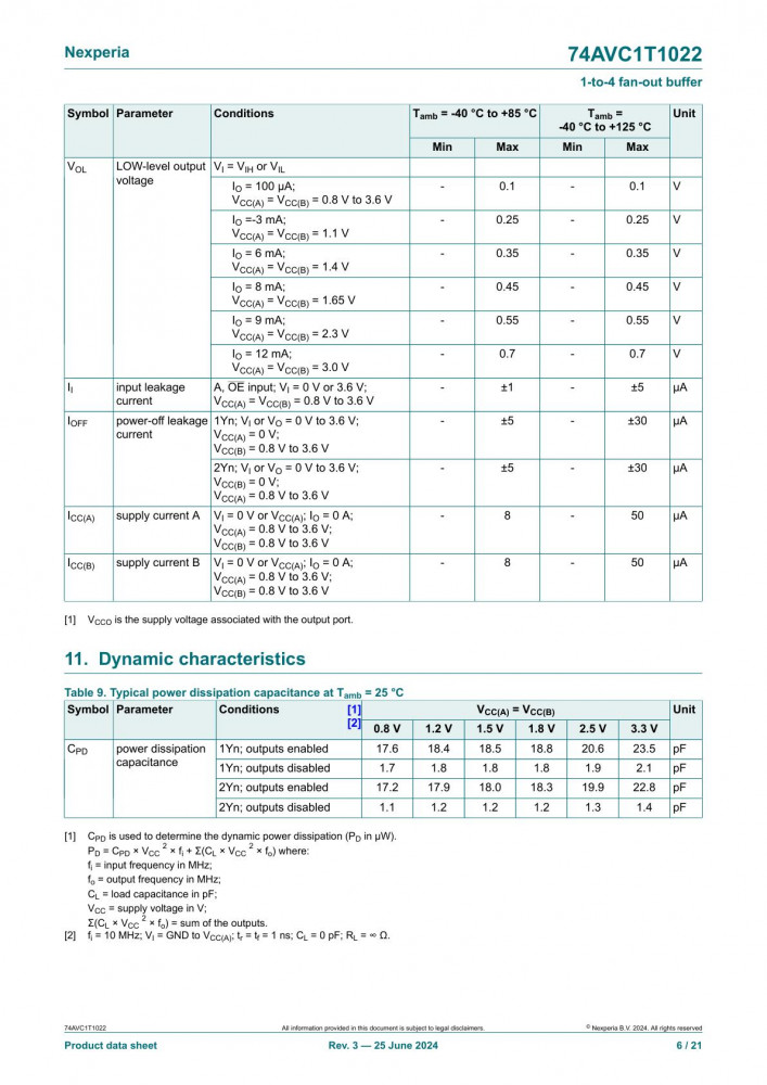 74AVC1T1022GUX datasheet page 6