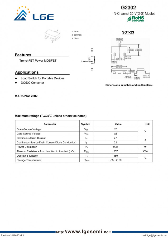 LGE G2302 datasheet page 1
