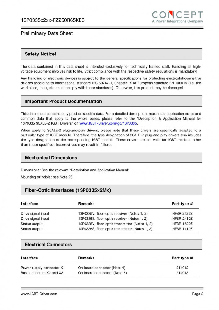 1SP0335V2M1-FZ250R65KE3 datasheet page 2