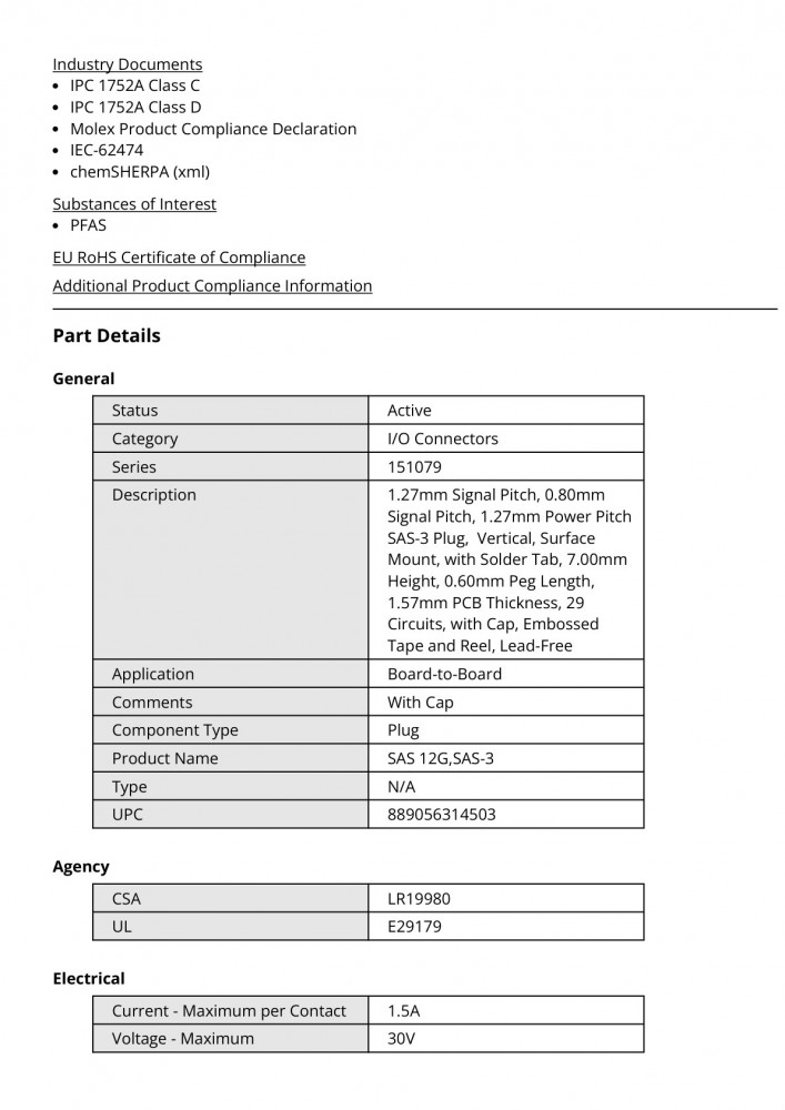 MOLEX 1510790001 product specification page 2