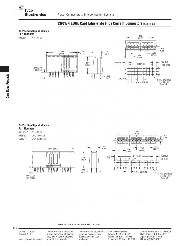 TE Connectivity high-current card-edge connector document page 6