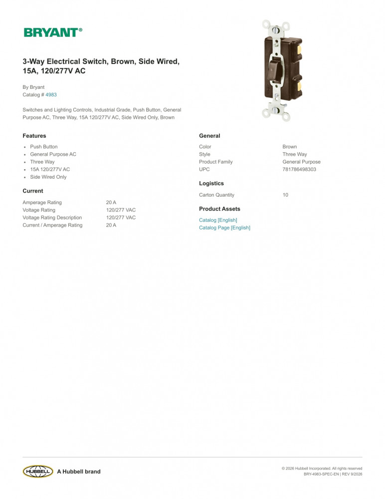 Product documentation image for model 4983