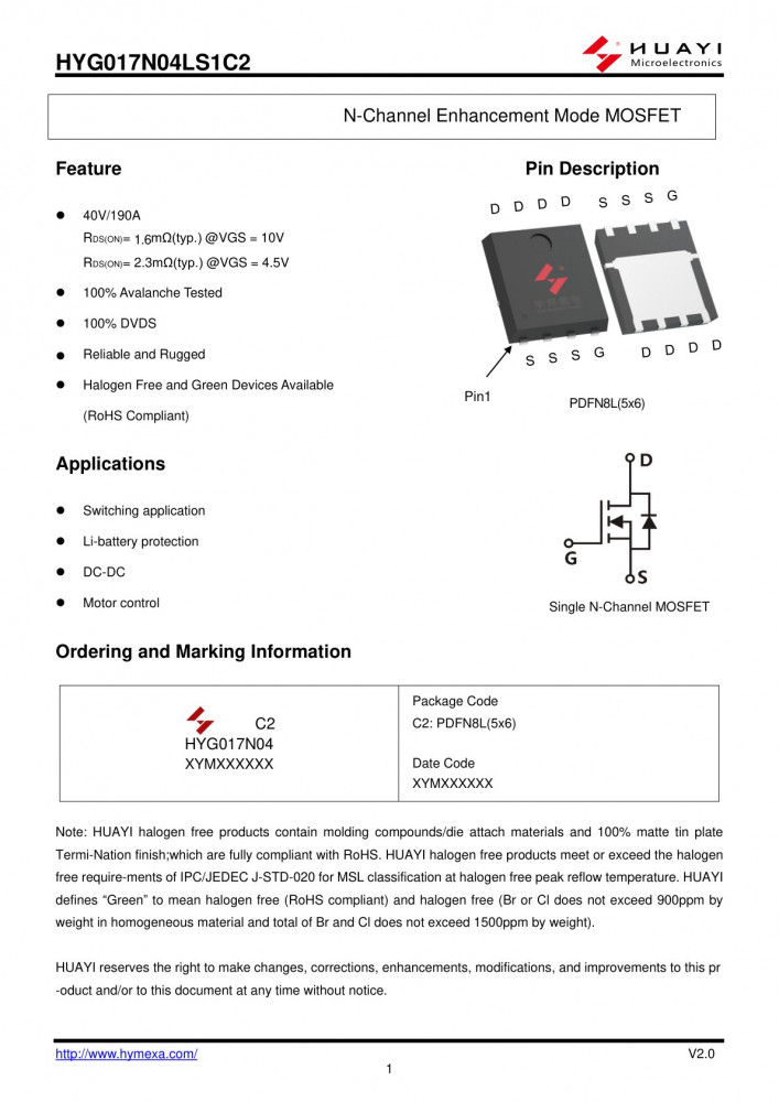 HYG017N04LS1C2 datasheet page 1