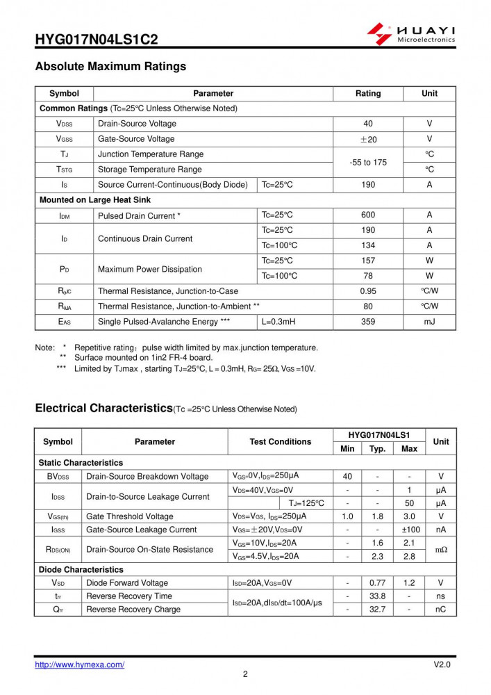 HYG017N04LS1C2 datasheet page 2