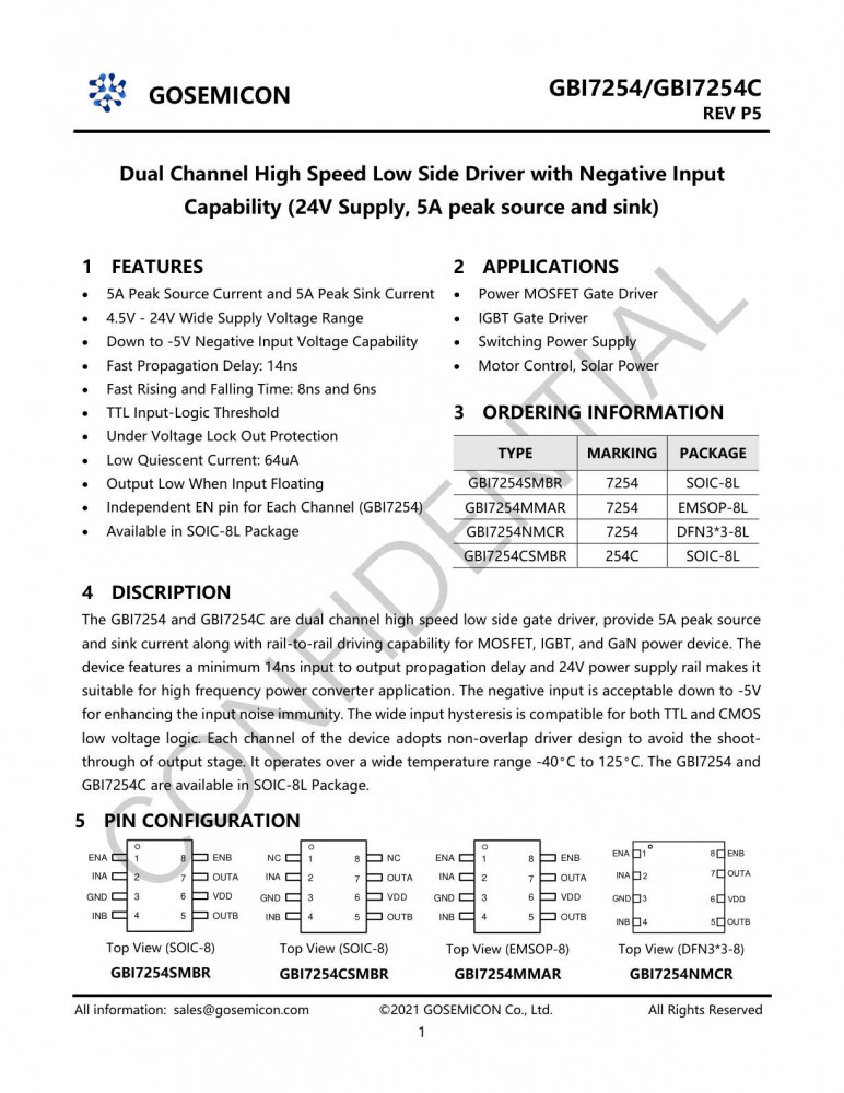 GBI7254SMBR datasheet page 1