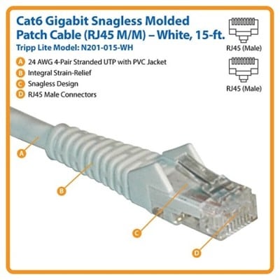 EATON N201-015-WH Modular Ethernet Cable RJ45 for sale