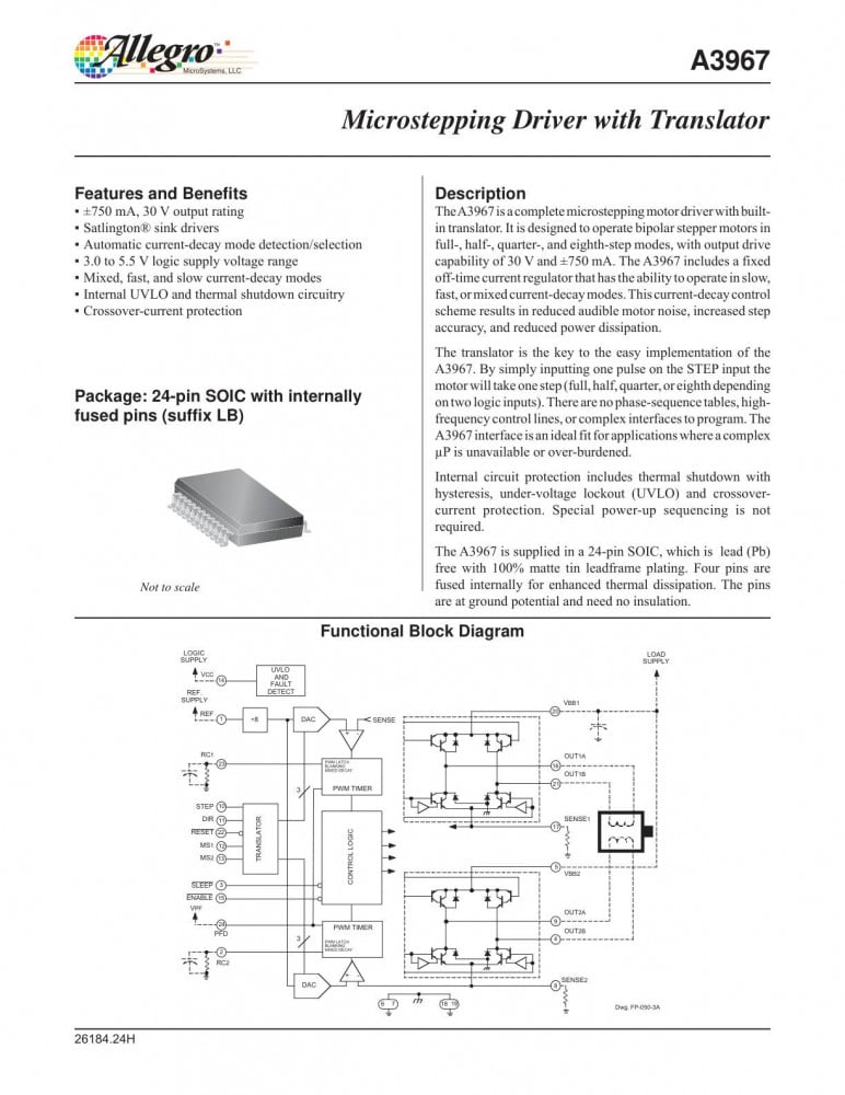 A3967 datasheet page 1