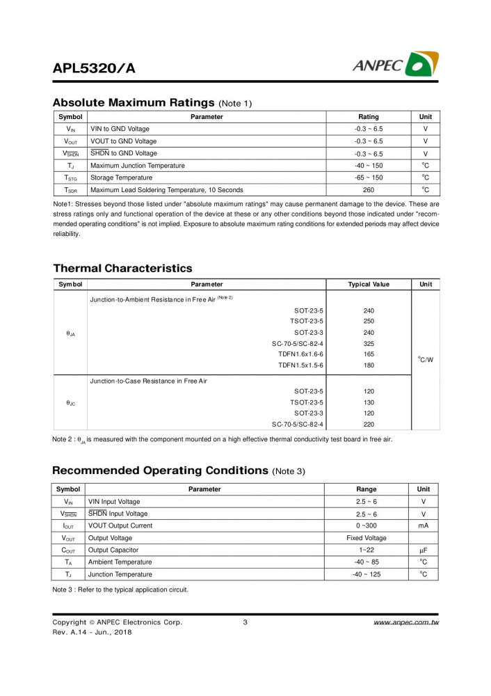 ANPEC APL5320 datasheet page 3