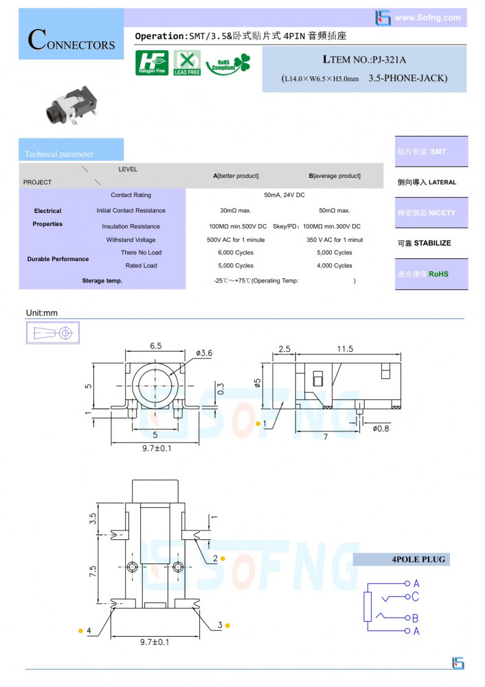 SOFNG PJ-321A technical drawing page 1