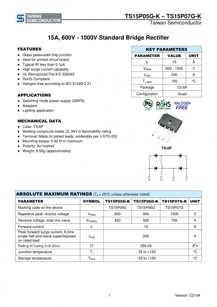 TS15P06G-K datasheet page 1