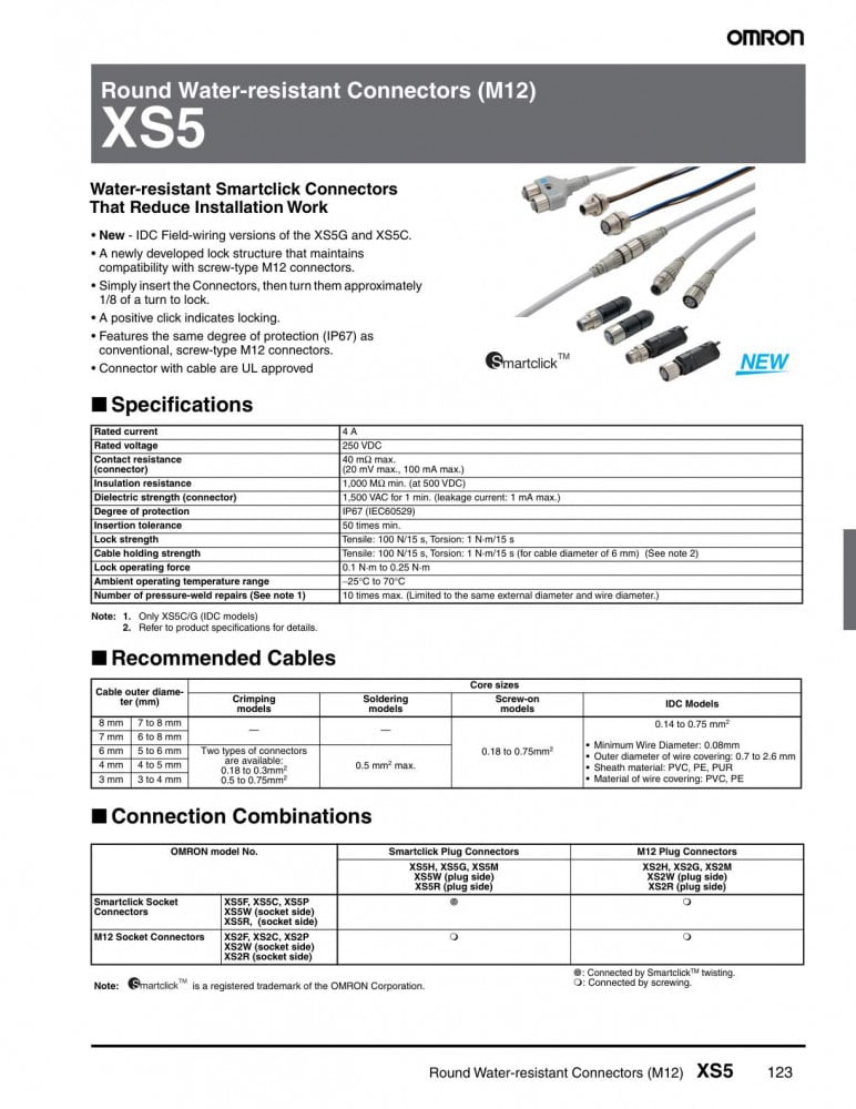 OMRON XS5 datasheet page 1
