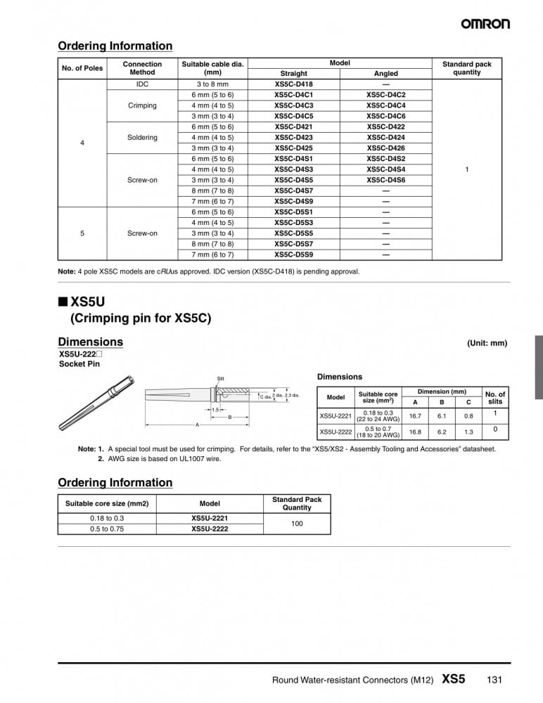 OMRON XS5 datasheet page 9