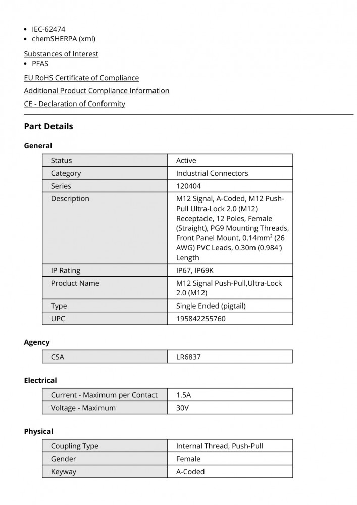 Molex Ultra-Lock M12 product specification page 2