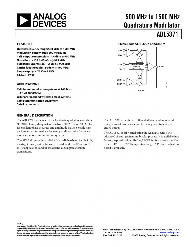 ADL5371 datasheet page 1