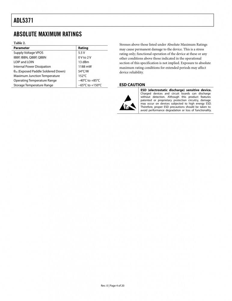 ADL5371 datasheet page 4