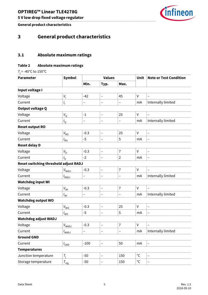 TLE4278G datasheet page 5