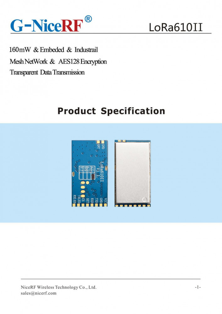 LORA610II-915MHz datasheet page 1
