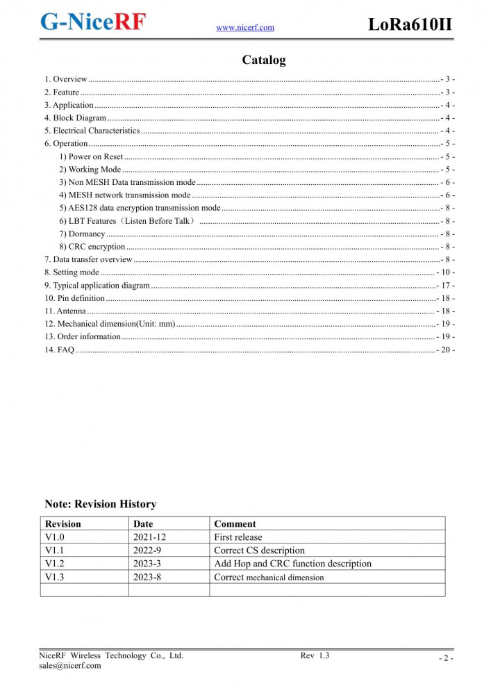 LORA610II-915MHz datasheet page 2
