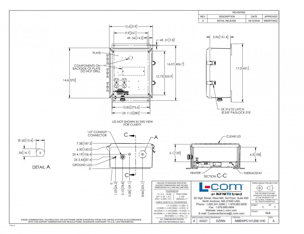 L-com NBBWPC141206-1H0 technical drawing page