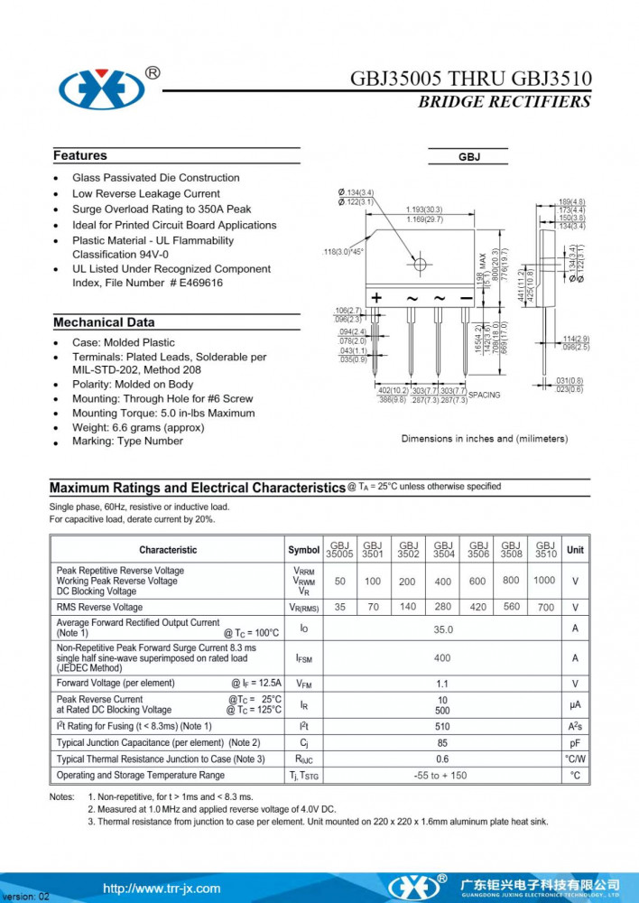 GBJ3510 datasheet page 1