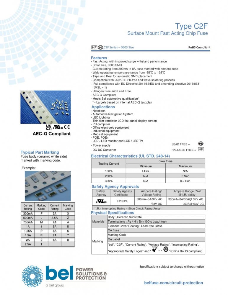 Bel Fuse 0686F2000-01 datasheet page 1