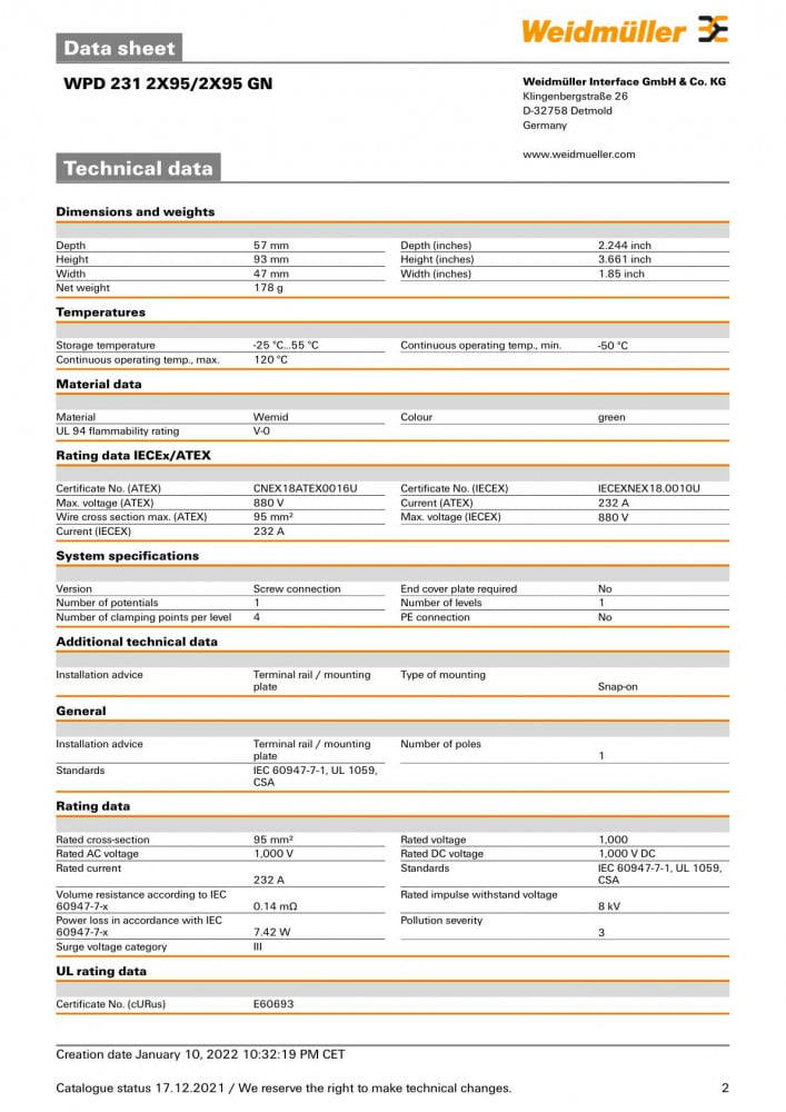 WEIDMULLER WPD 231 datasheet page 2