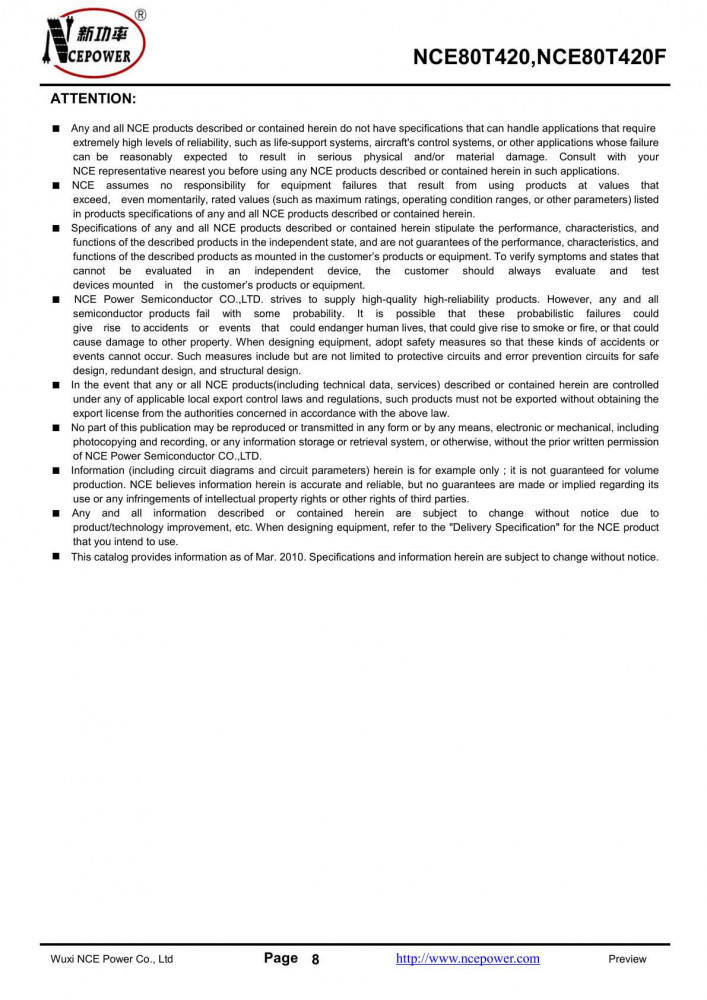 NCE80T420 datasheet page 8