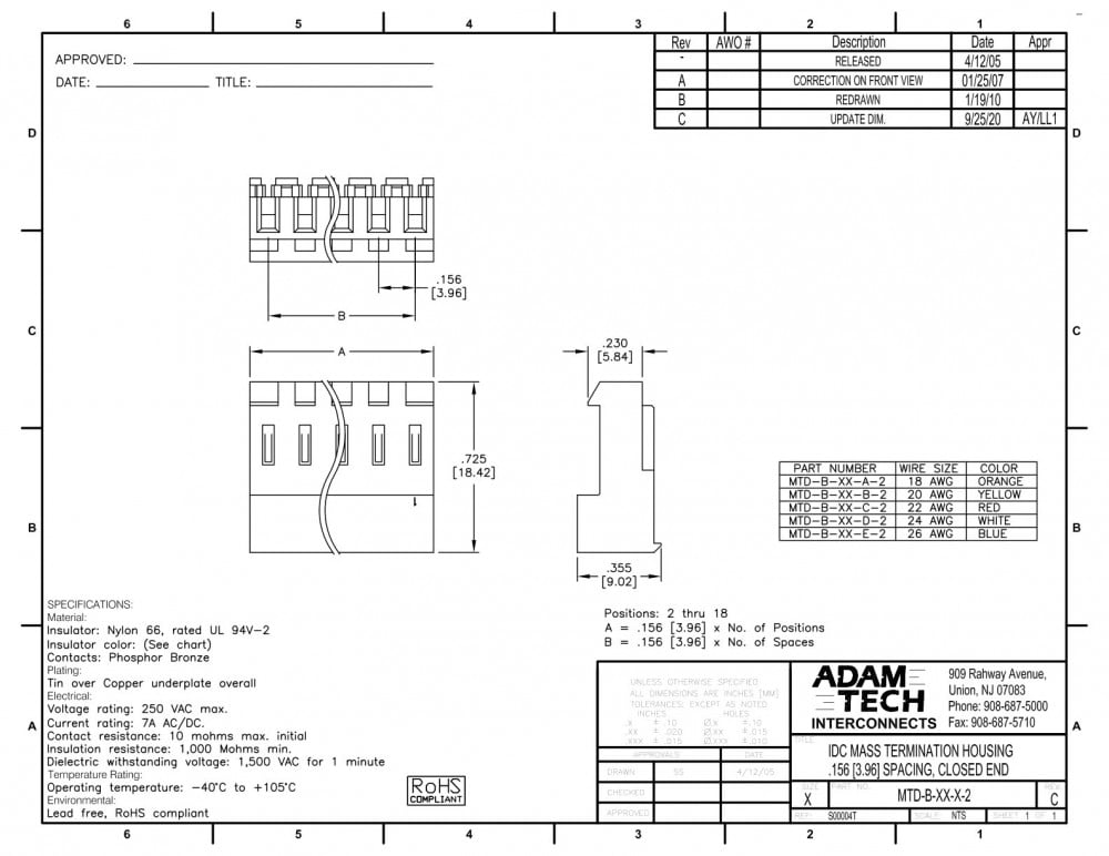 ADAM TECH MTD-B-09-C-2 technical drawing