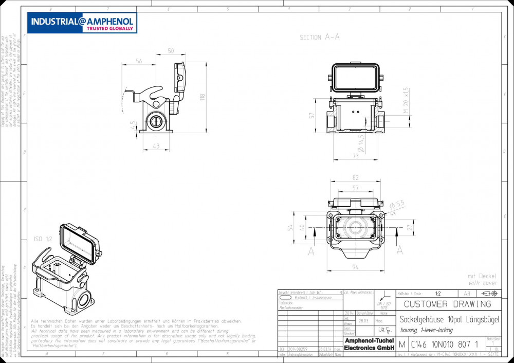 Amphenol C146 10N010 807 1 customer drawing preview