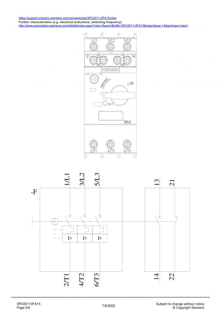 SIEMENS 3RV20110FA15 datasheet page 5