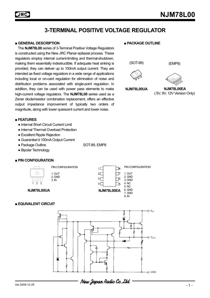 NJM78L00 datasheet page 1