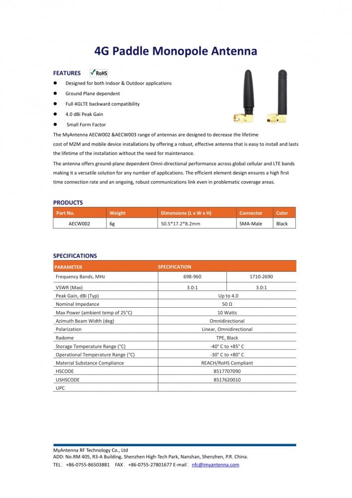 AECW002 datasheet page 1