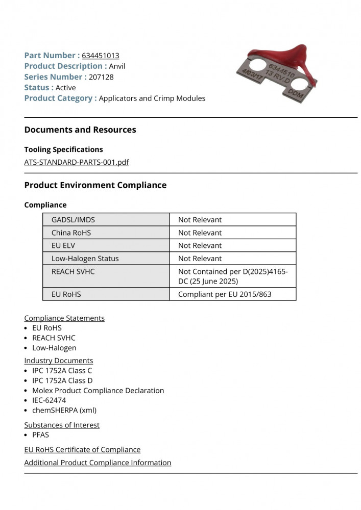 Molex tooling document preview, page 1