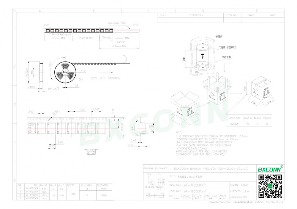 WF-1F200A series technical drawing page 3