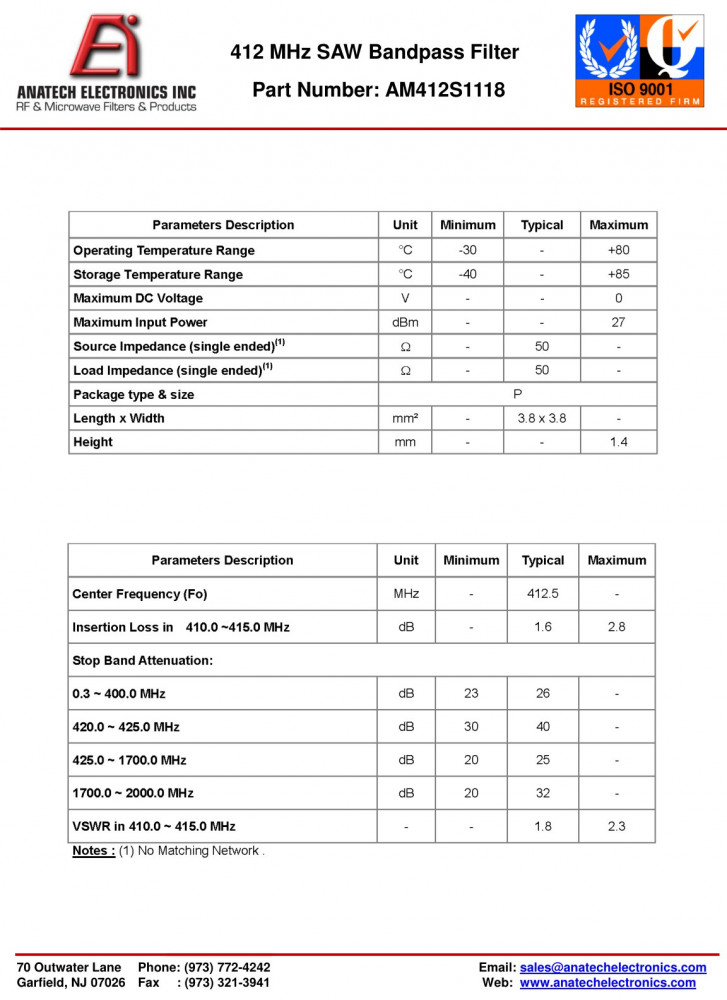 AM412S1118 technical document page 1